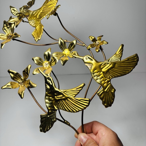 Wall Decor | Metal Wall Art Hanging Brass Hummingbirds Flowers Birds ...